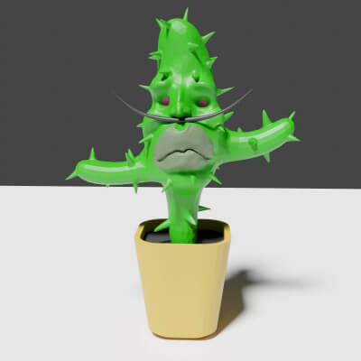 Demonic Mustachioed Cactus - 3D Model by japanzanuda