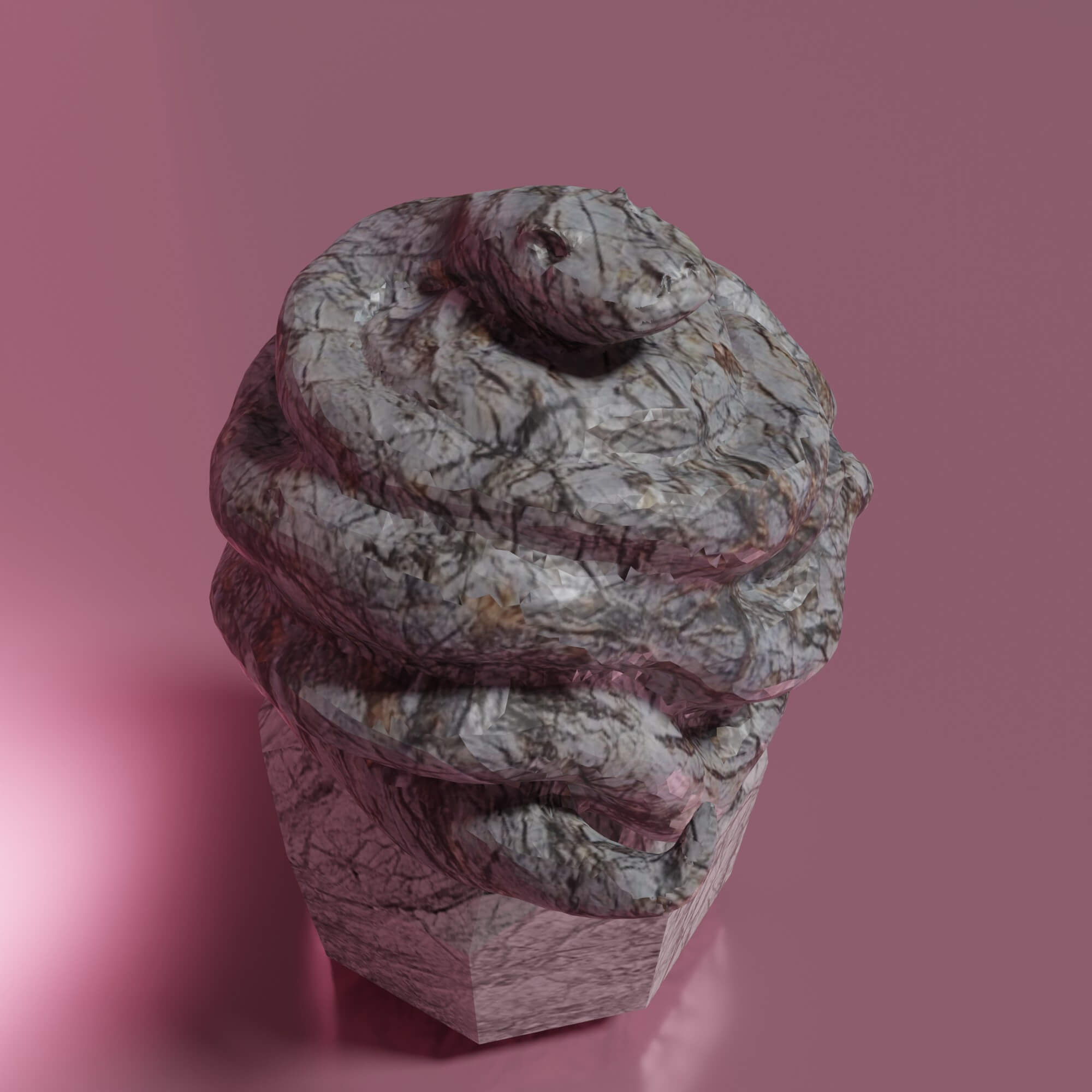 Dragon and Snake Statues on Stones - 3D Model by japanzanuda