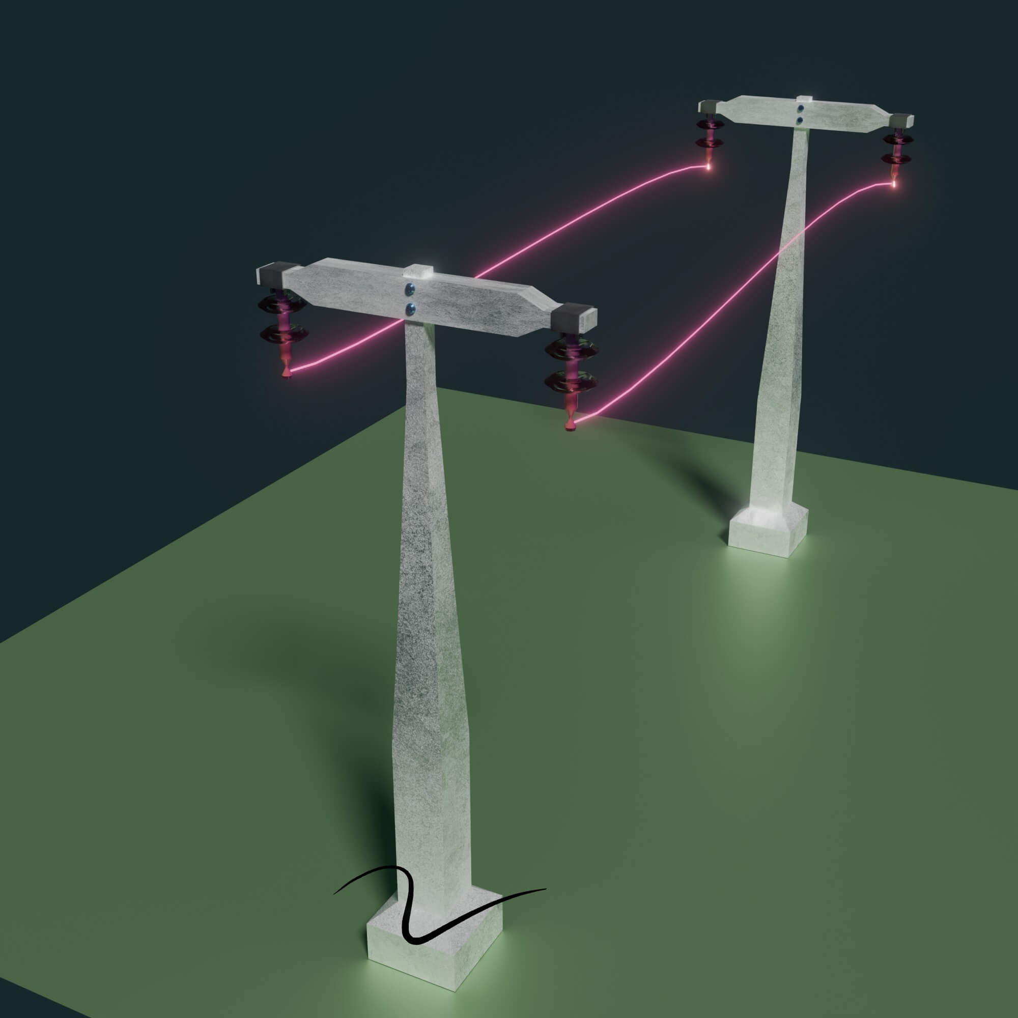 Electric Pole or Power Line - 3D Model by japanzanuda