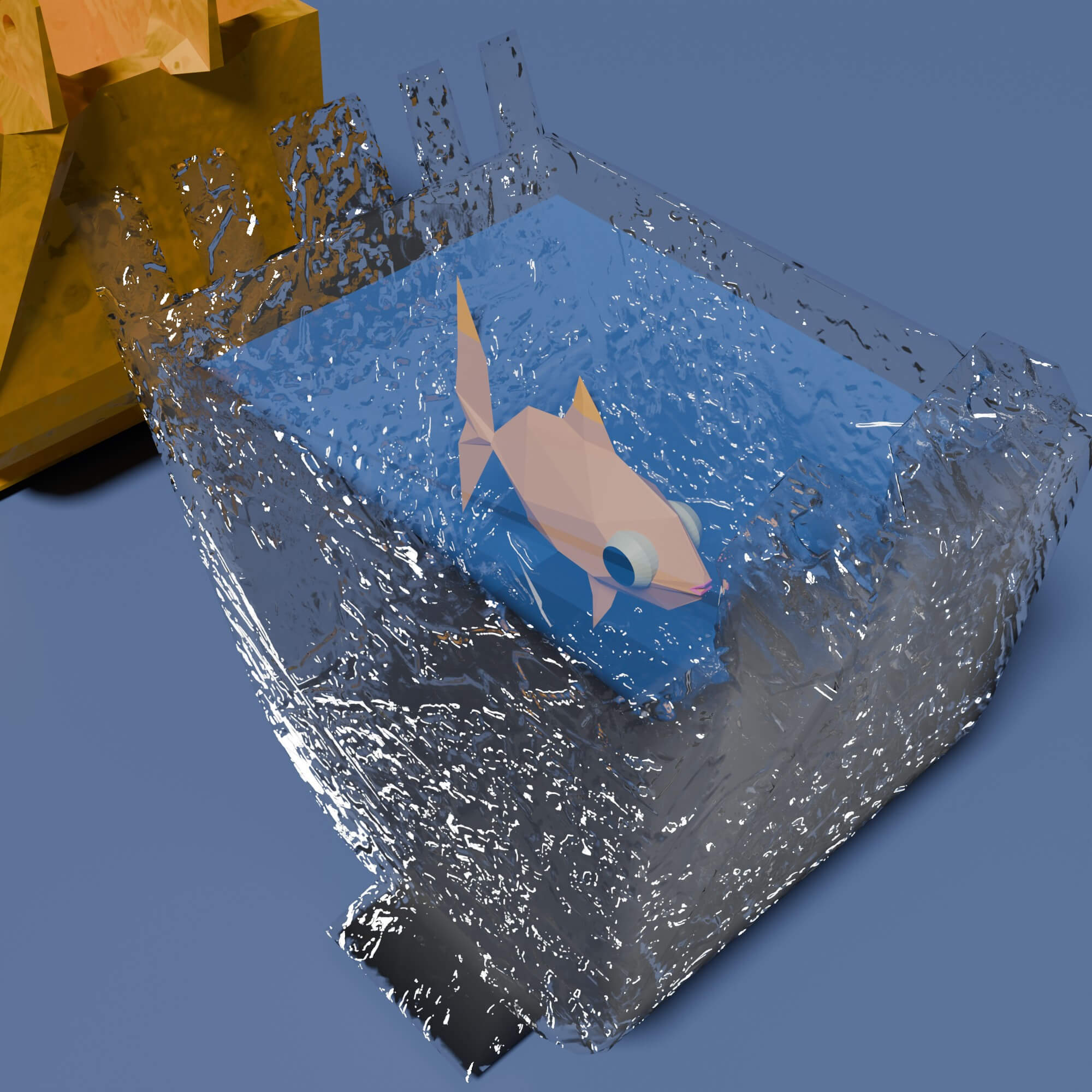 Excavator Bucket Container and Aquarium Fish - 3D Model by japanzanuda