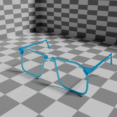 Glasses With Blue Frames - 3D Model by japanzanuda