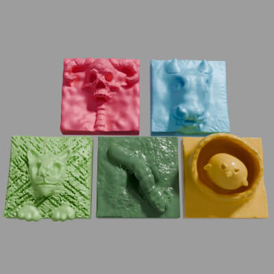 Horned Skull Animal Tile Set - 3D Model by japanzanuda