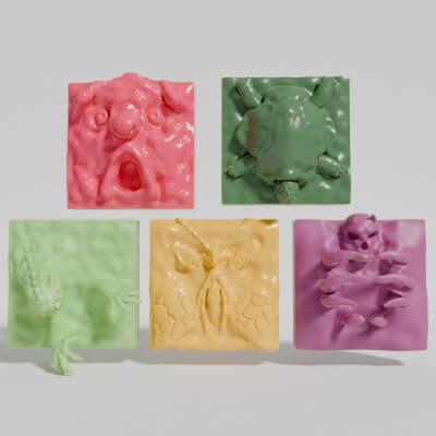 Monster Butterfly Turtle Tile Set - 3D Model by japanzanuda