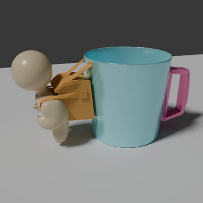 Mug With a Man and a Backpack - 3D Model by japanzanuda