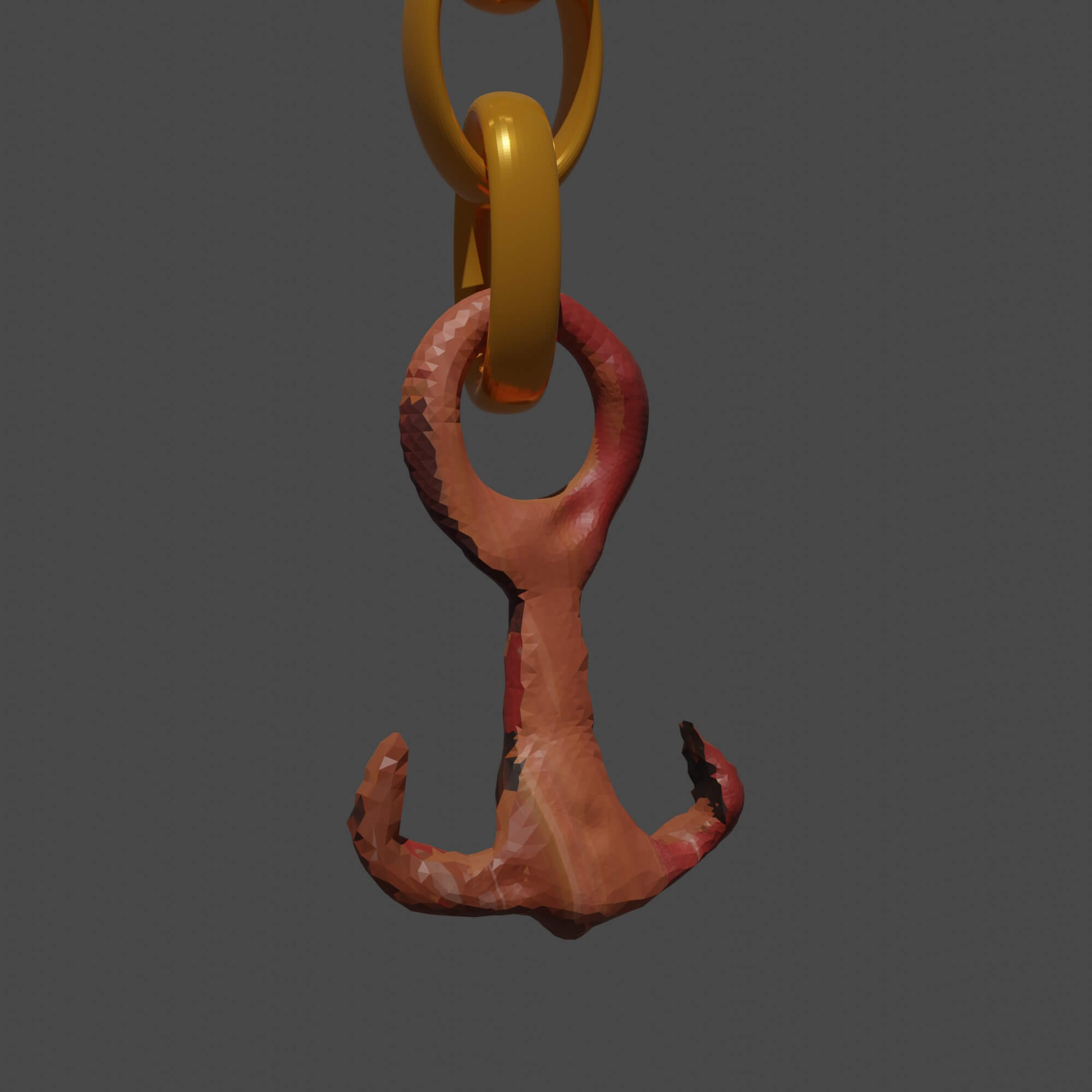 Rusty Anchor With Gold Chain - 3D Model by japanzanuda