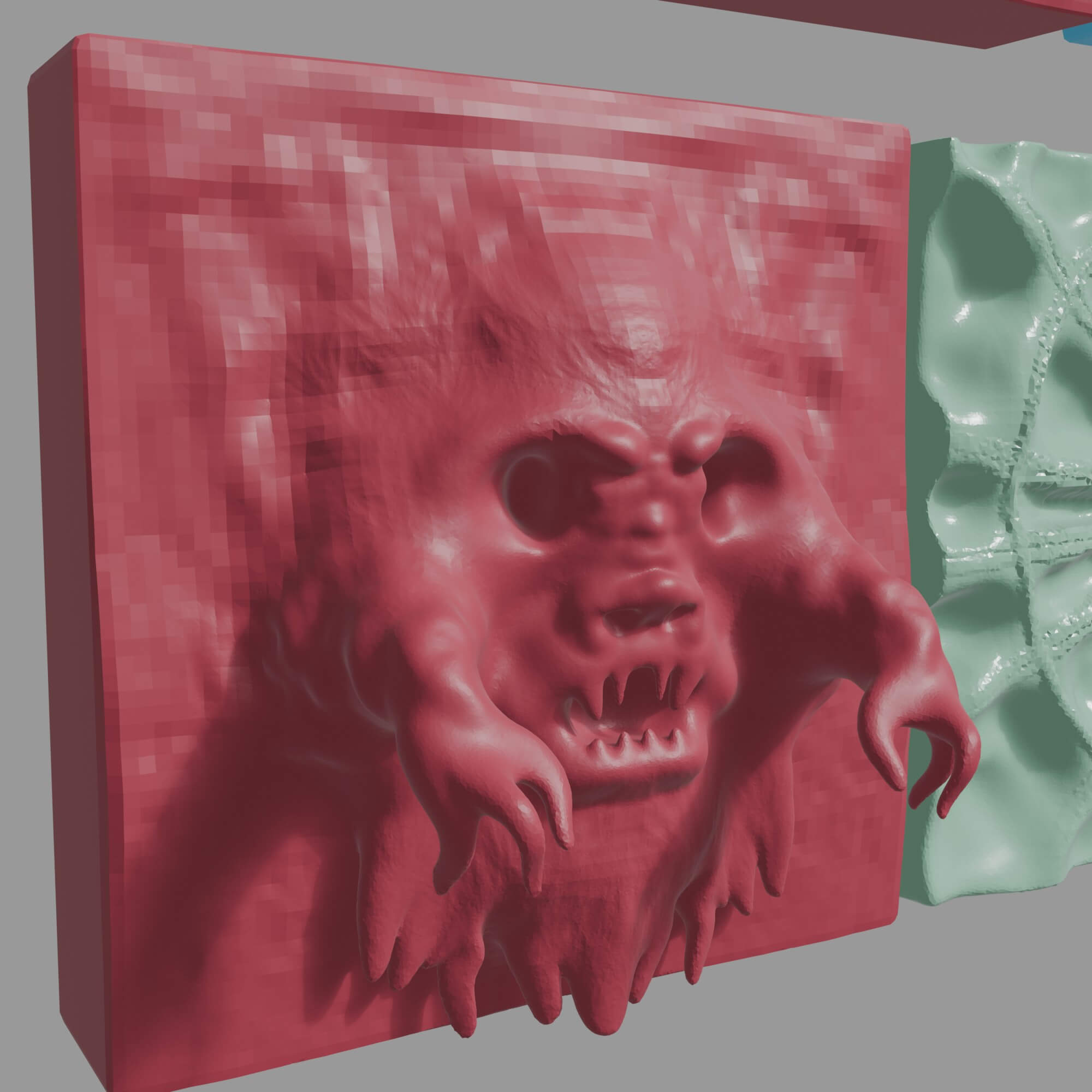 Set of Tiles With a Bas-Relief of a Diver and Scary Animals 3D Model by ...