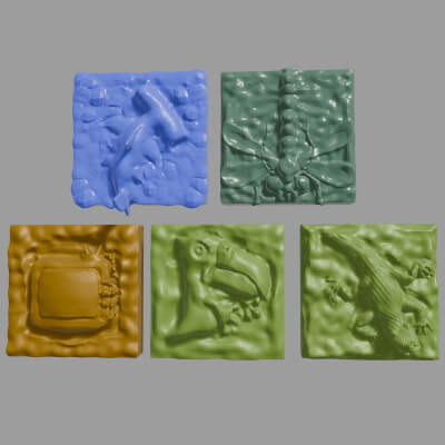 Set of Tiles With Animals and TV - 3D Model by japanzanuda