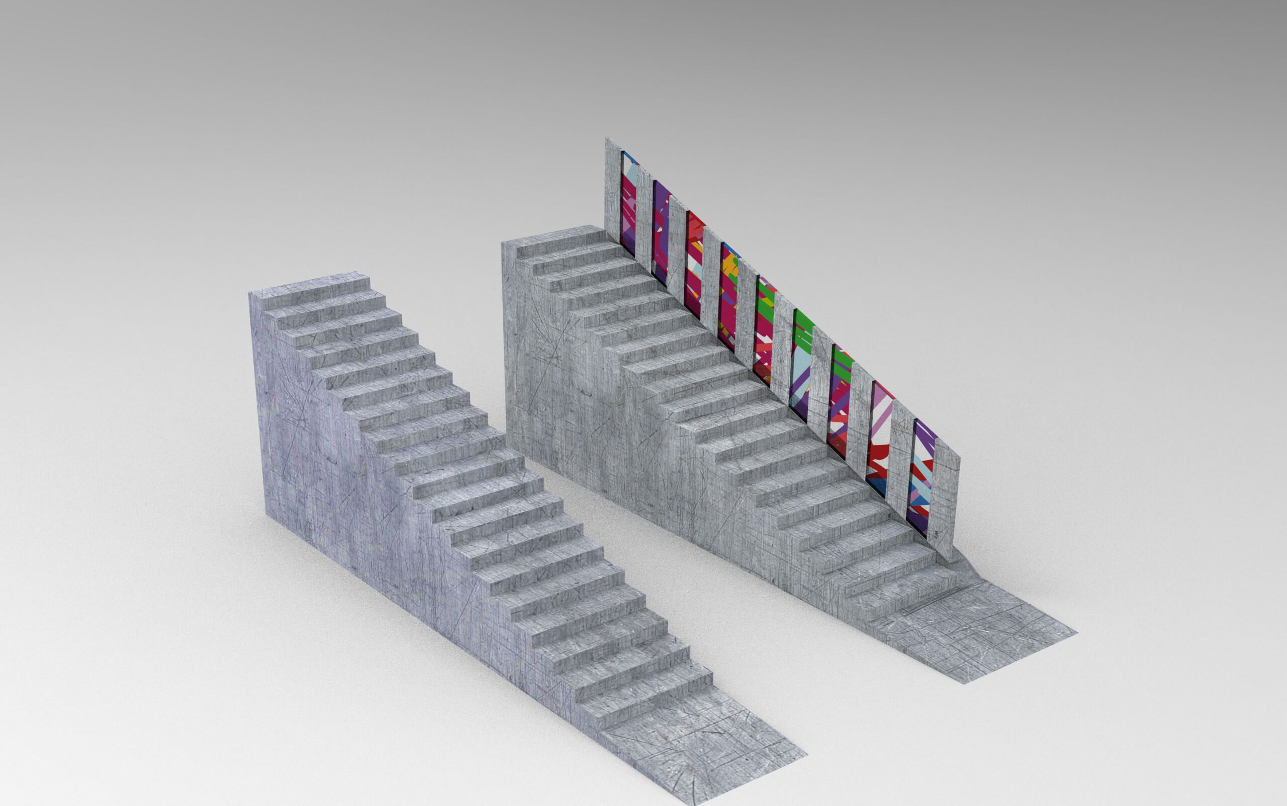 Simple 2 Stairs - 3D Model by japanzanuda