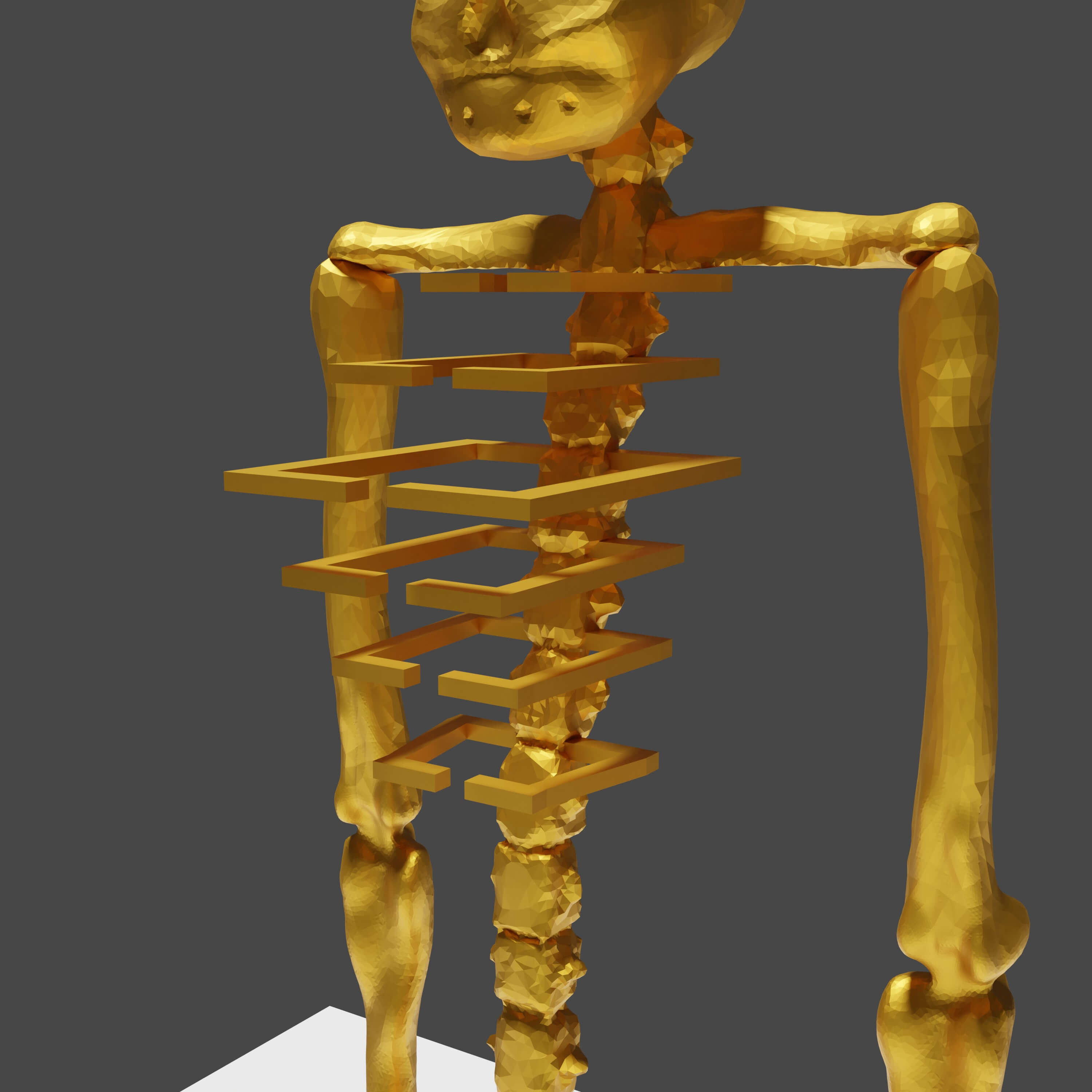 Simple Gold Skeleton Robot - 3D Model by japanzanuda