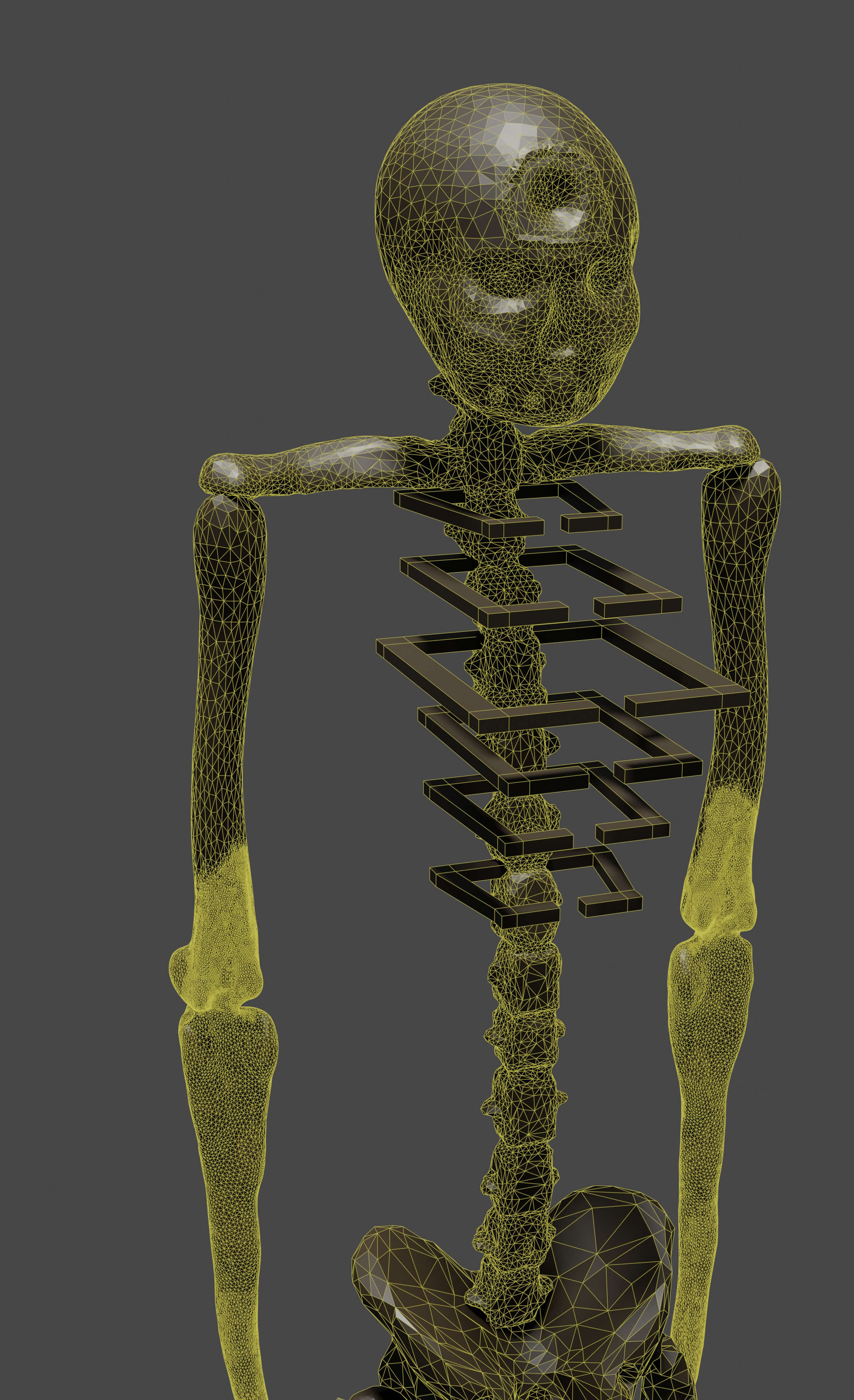 Simple Gold Skeleton Robot - 3D Model by japanzanuda