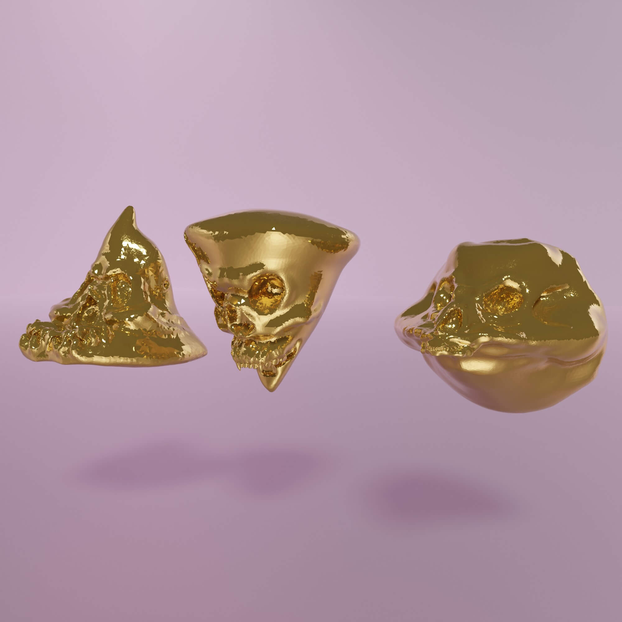 Three Skulls With Different Shapes - 3D Model by japanzanuda