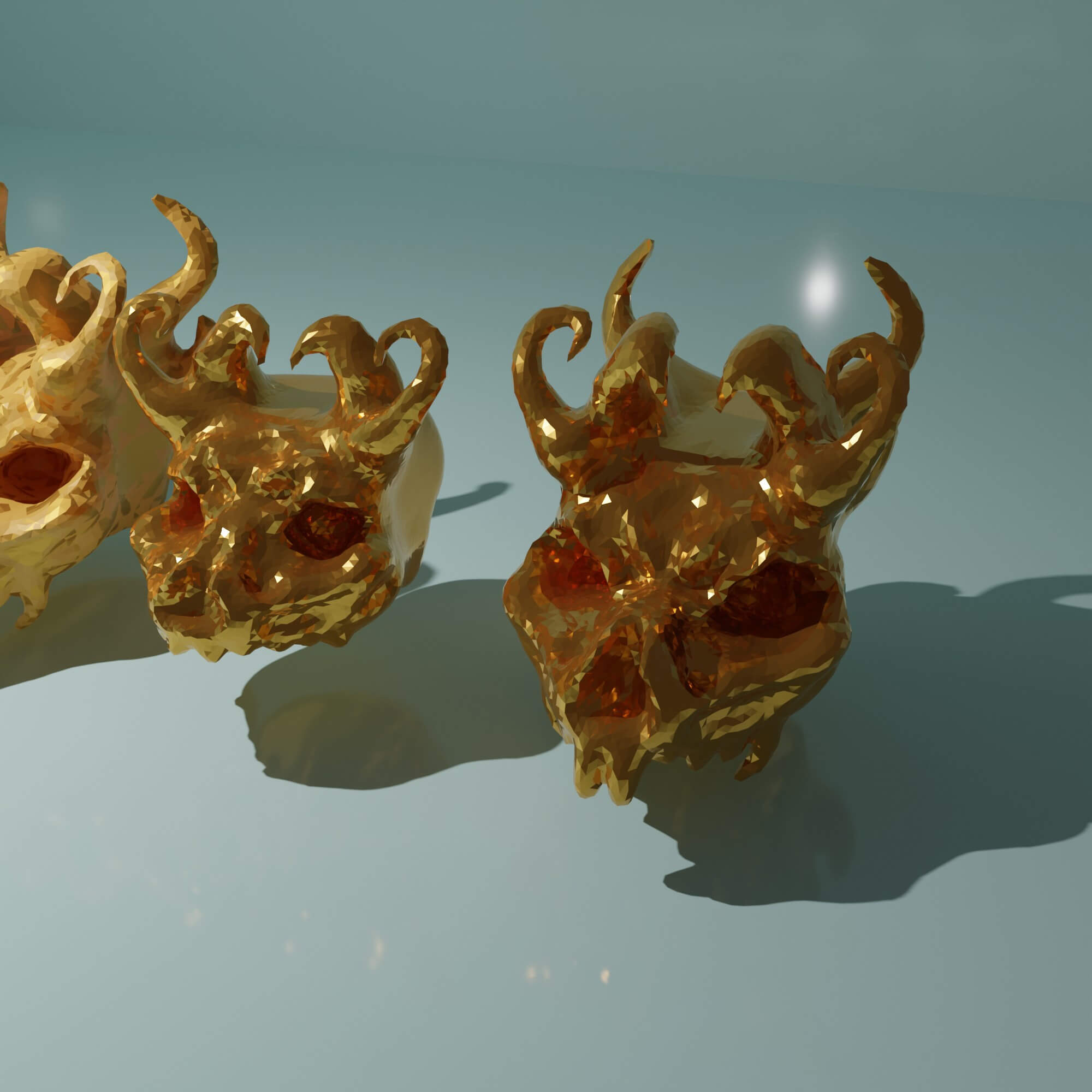 Two Horned Animal Skulls - 3D Model by japanzanuda