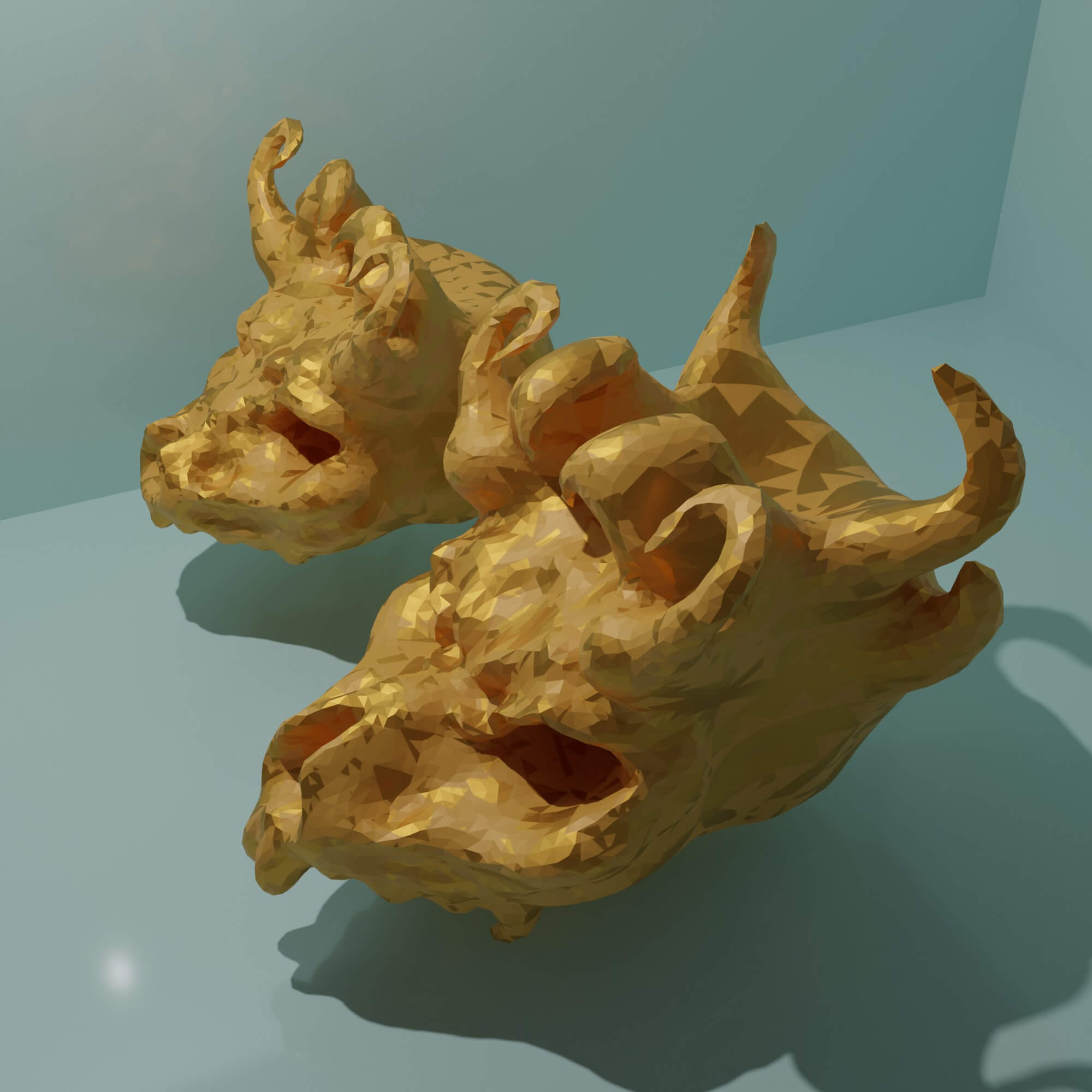Two Horned Animal Skulls - 3D Model by japanzanuda