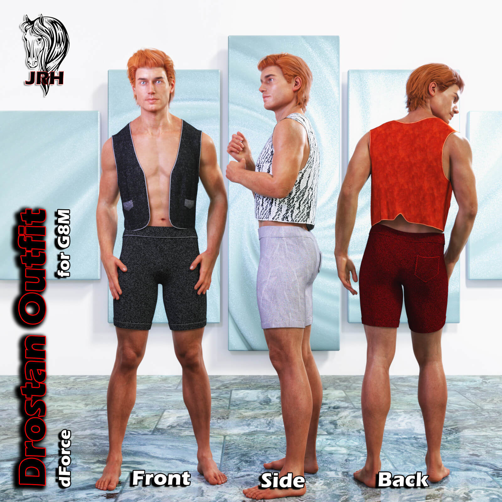 JRH DForce Drostan Outfit for G8M - Daz Content by JaReHorse