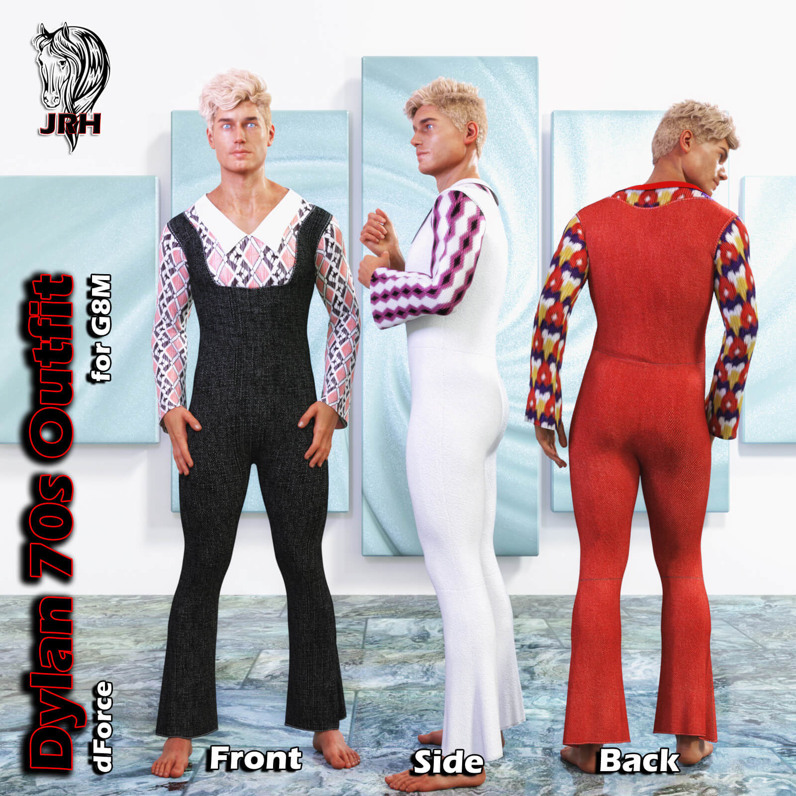 JRH DForce Dylan 70s Outfit for G8M - Daz Content by JaReHorse