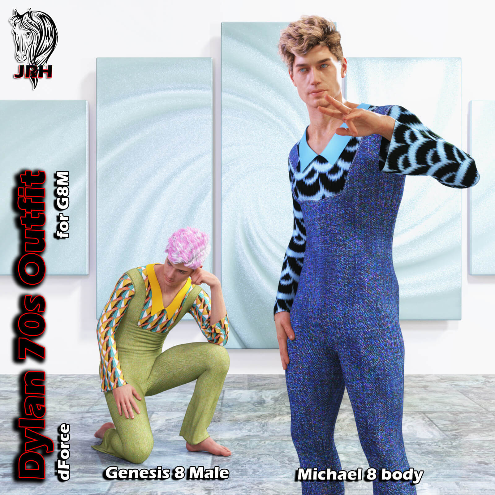 JRH DForce Dylan 70s Outfit for G8M - Daz Content by JaReHorse