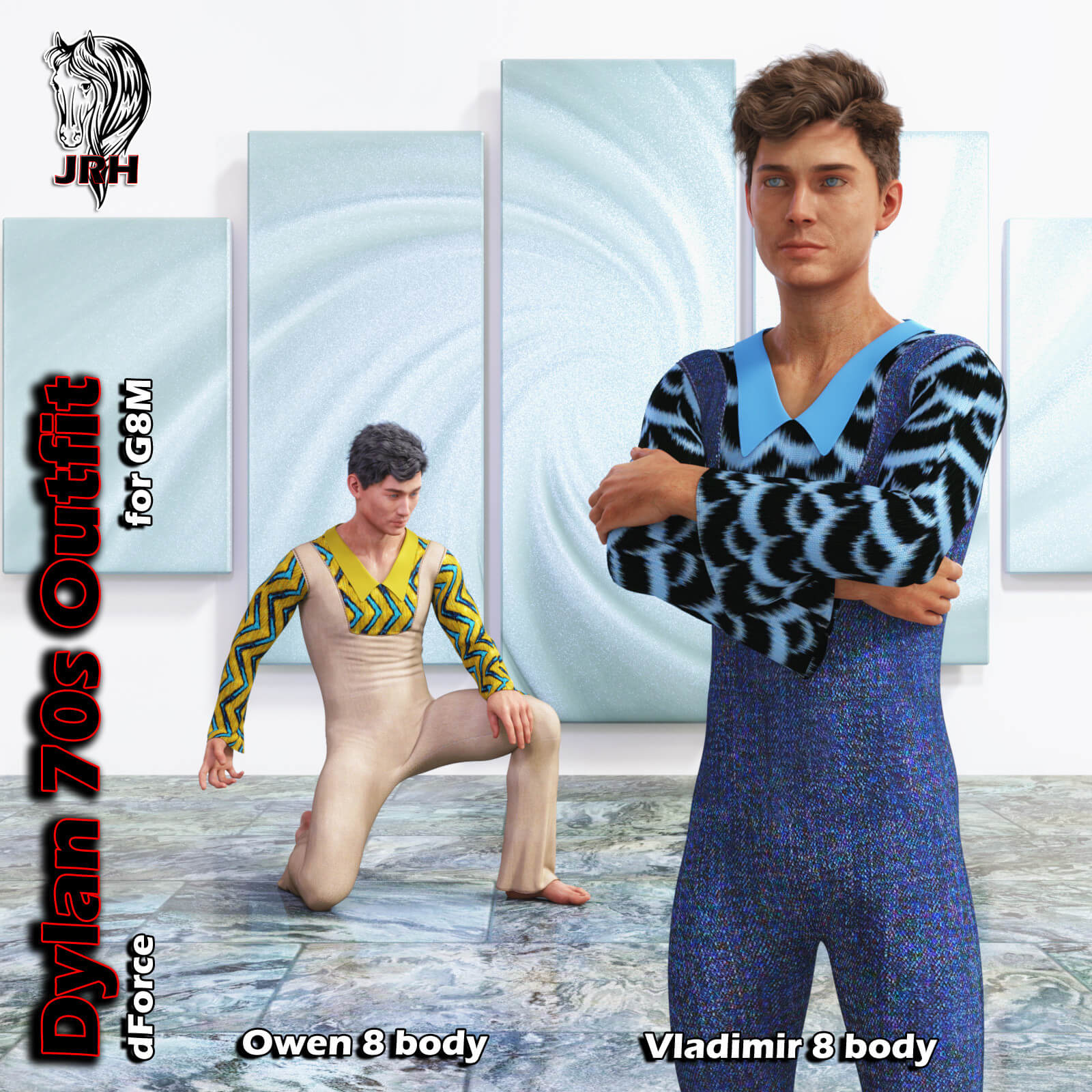 JRH DForce Dylan 70s Outfit for G8M - Daz Content by JaReHorse