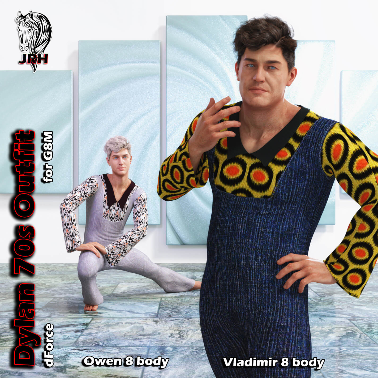 JRH DForce Dylan 70s Outfit for G8M - Daz Content by JaReHorse