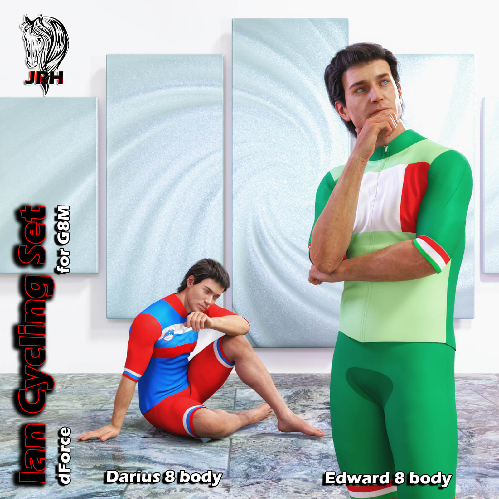 JRH DForce Ian Cycling Set for G8M - Daz Content by JaReHorse