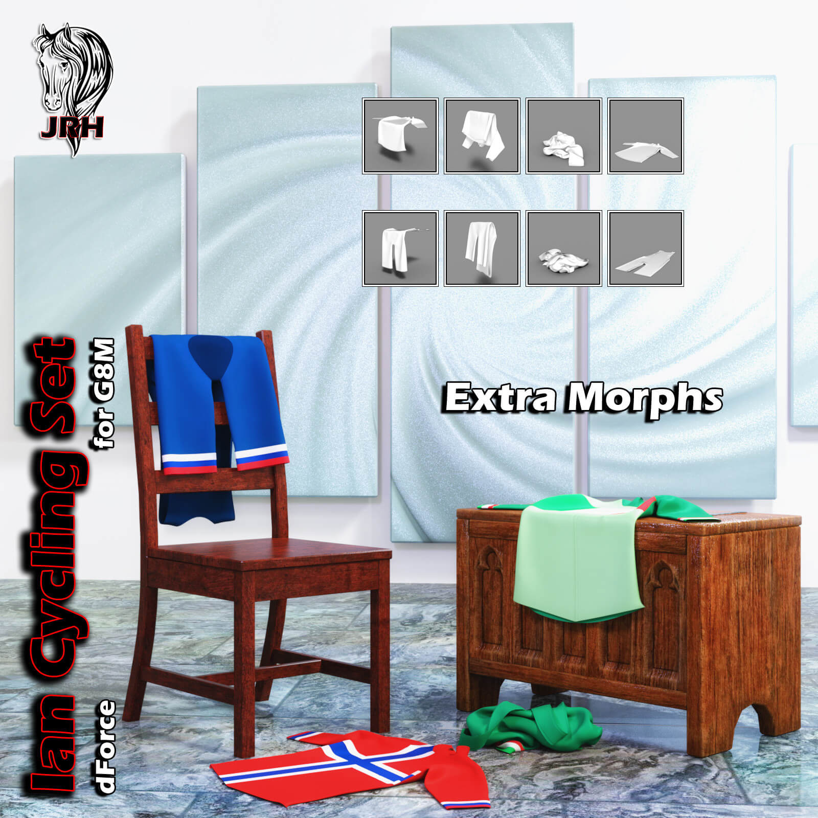 JRH DForce Ian Cycling Set for G8M - Daz Content by JaReHorse