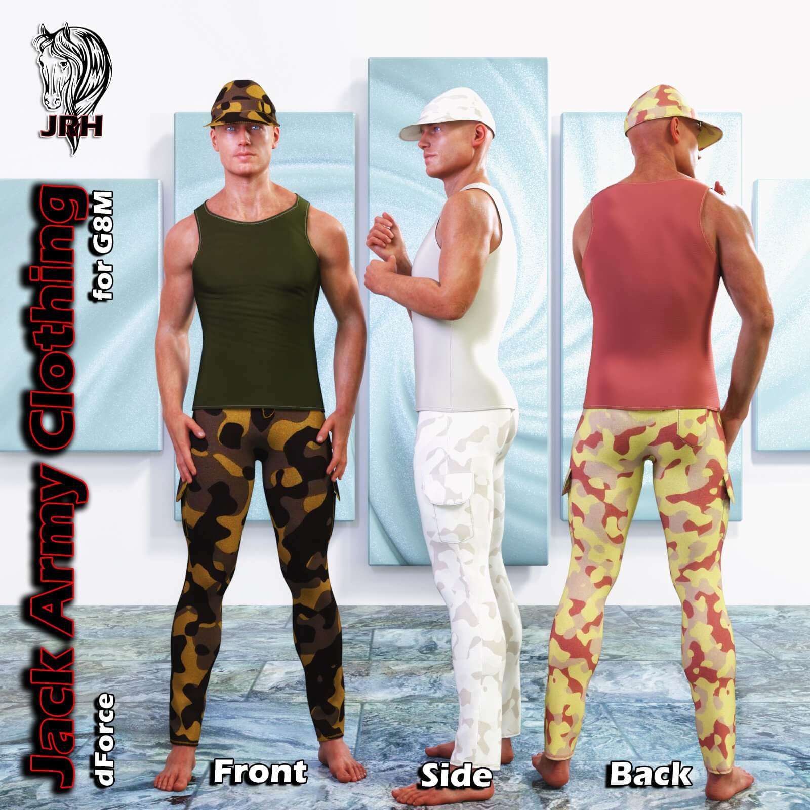 JRH dForce Jack Army Clothing For G8M - Daz Content by JaReHorse