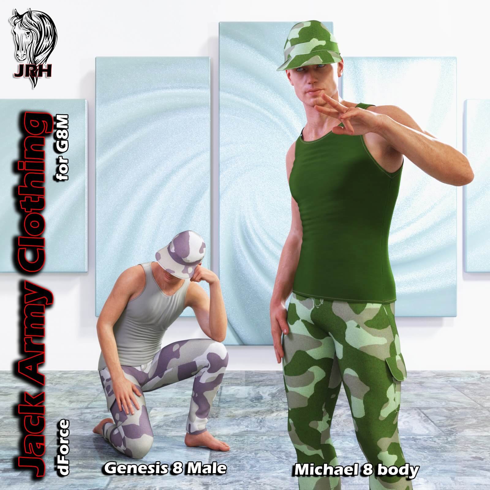 JRH dForce Jack Army Clothing For G8M - Daz Content by JaReHorse