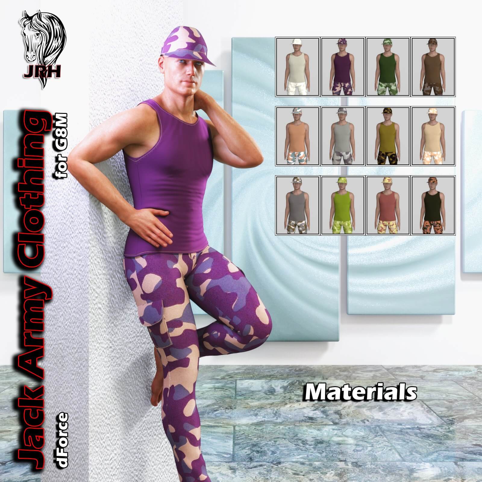 JRH dForce Jack Army Clothing For G8M - Daz Content by JaReHorse