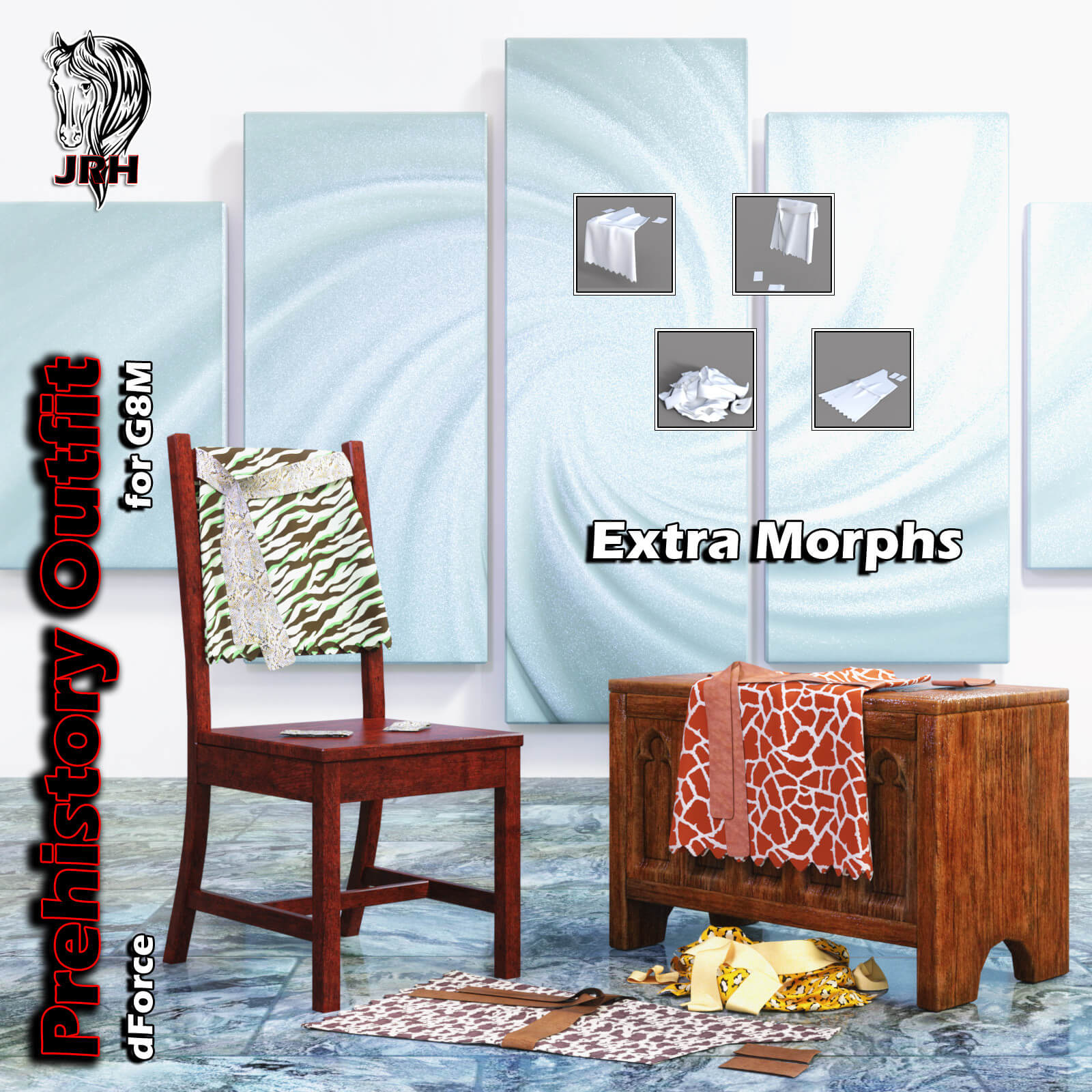 JRH DForce Prehistory Outfit for G8M - Daz Content by JaReHorse