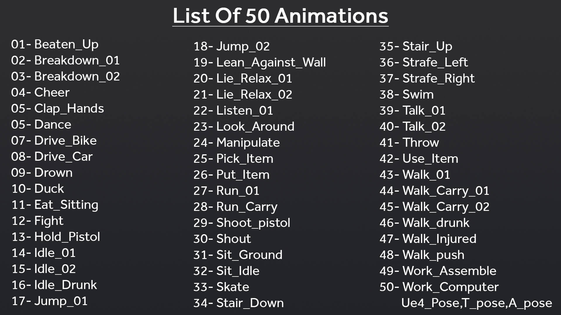 50 Male Animations - 3D Animation by jasirkt