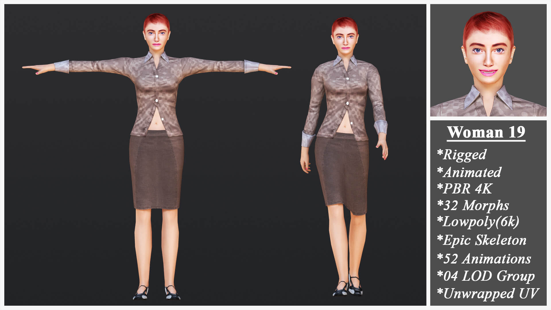 Woman 16 To 20 With 52 Animations 32 Morphs by jasirkt