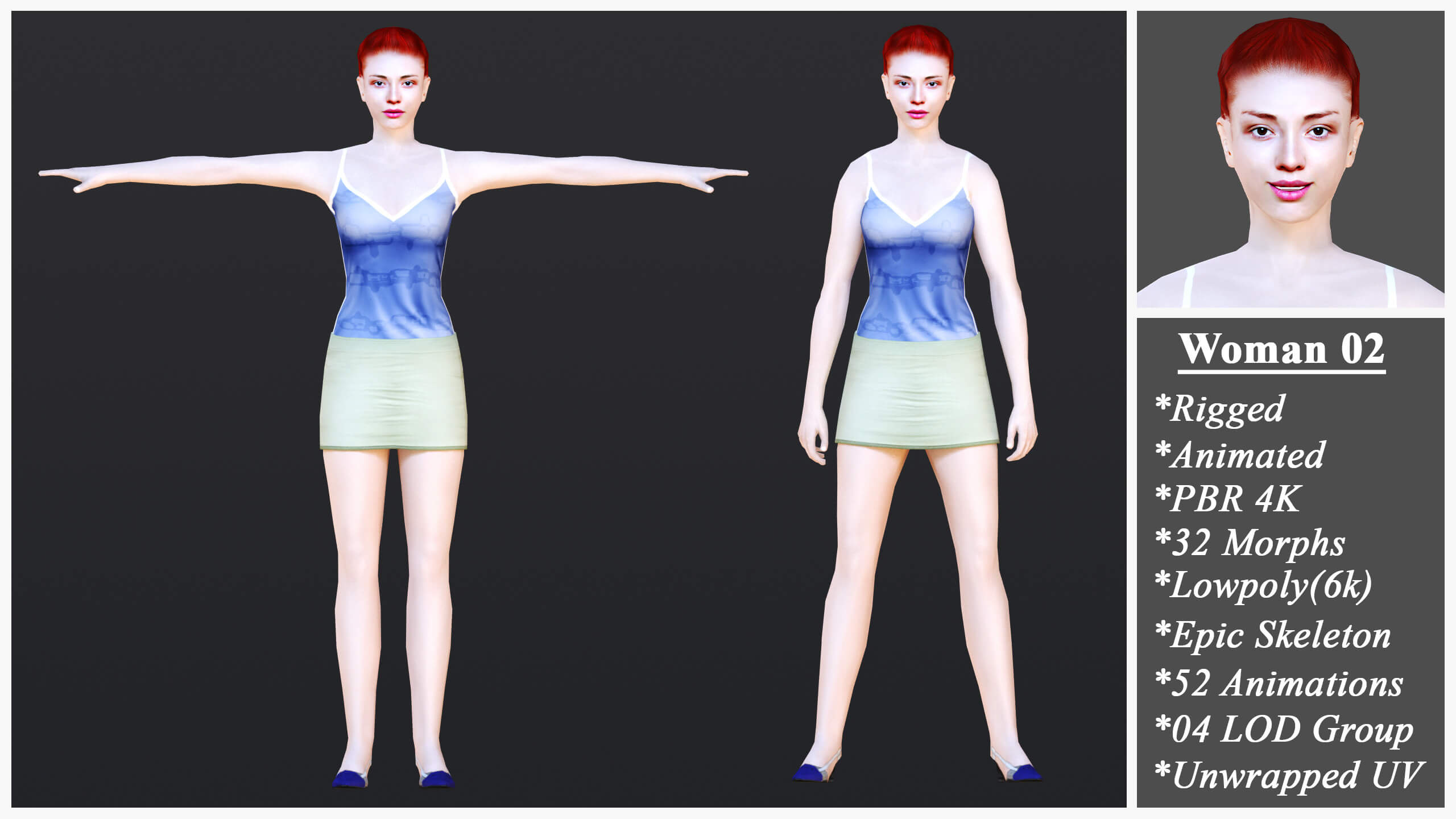 Woman 1 To 5 With 52 Animations 32 Morphs by jasirkt