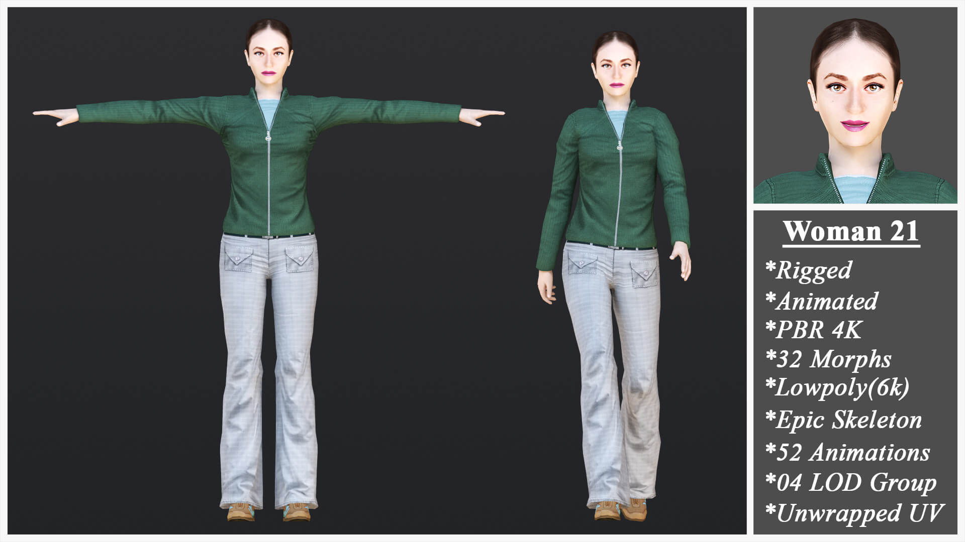 Woman 21 To 25 With 52 Animations 32 Morphs by jasirkt