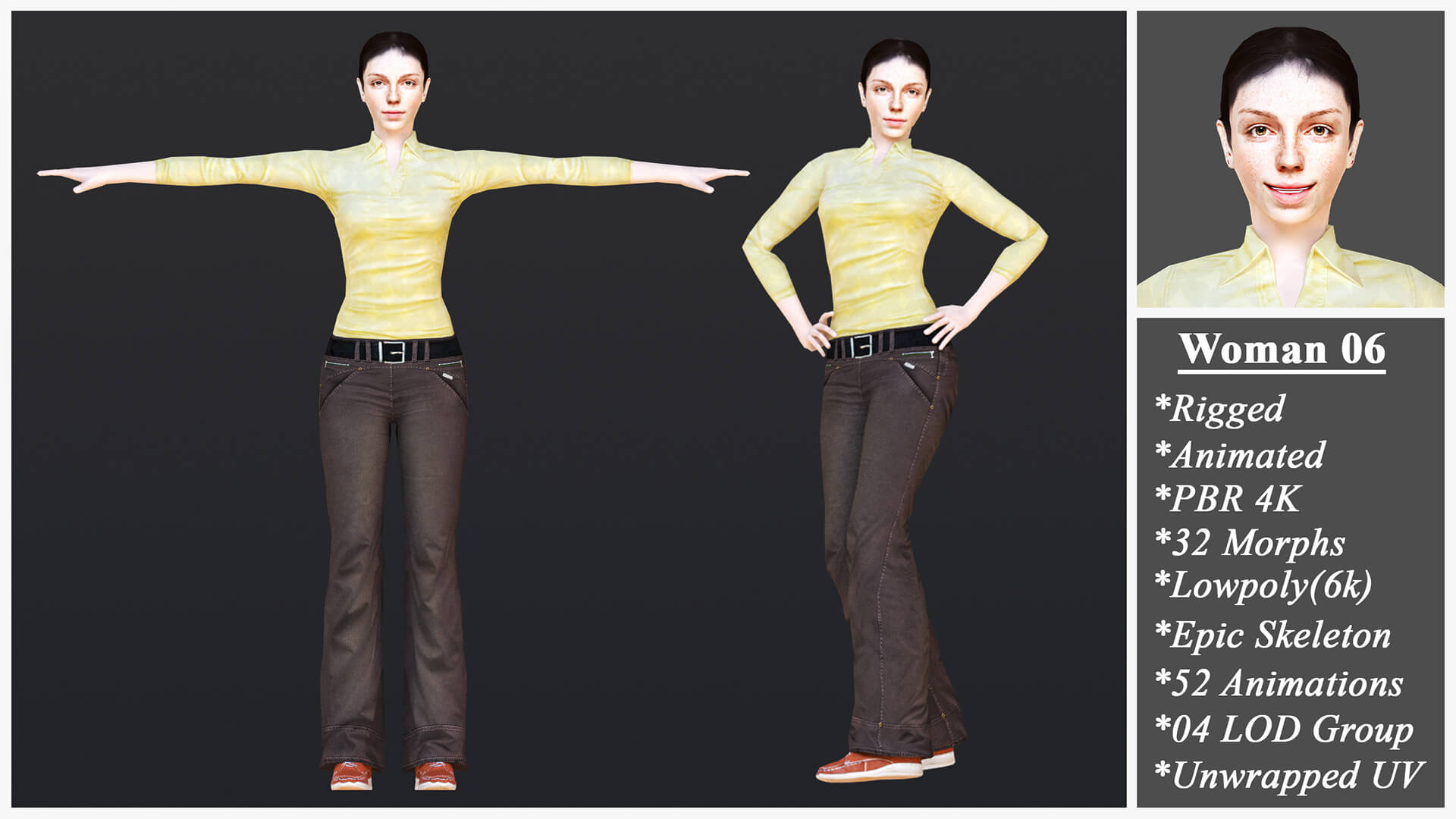 Woman 6 To 10 With 52 Animations 32 Morphs by jasirkt