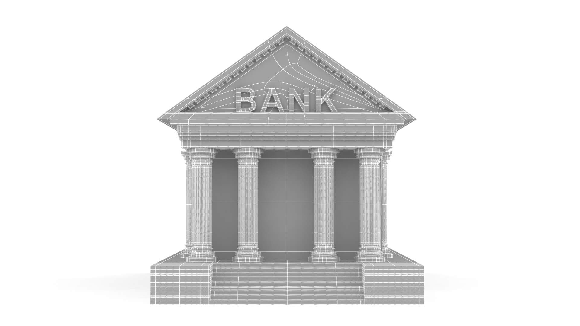 Bank Building Symbol - 3D Model by Javidan