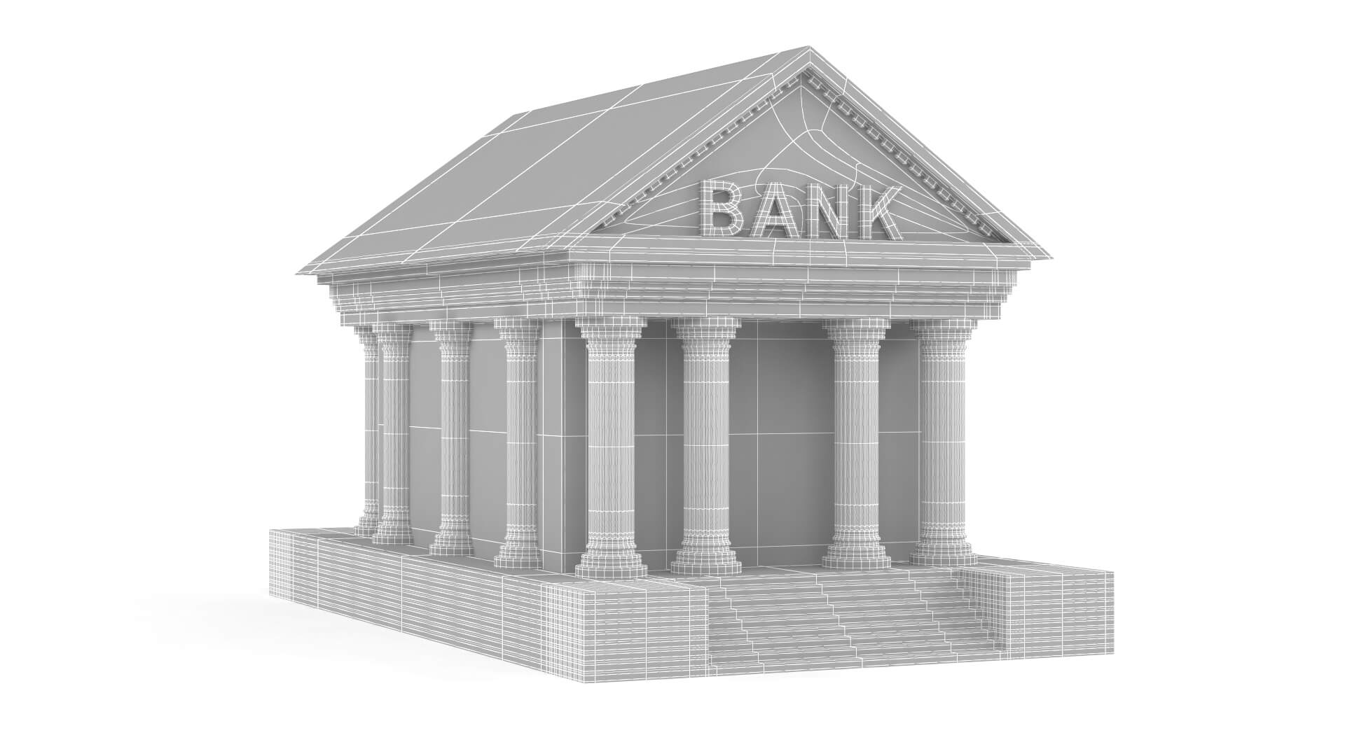Bank Building Symbol - 3D Model by Javidan