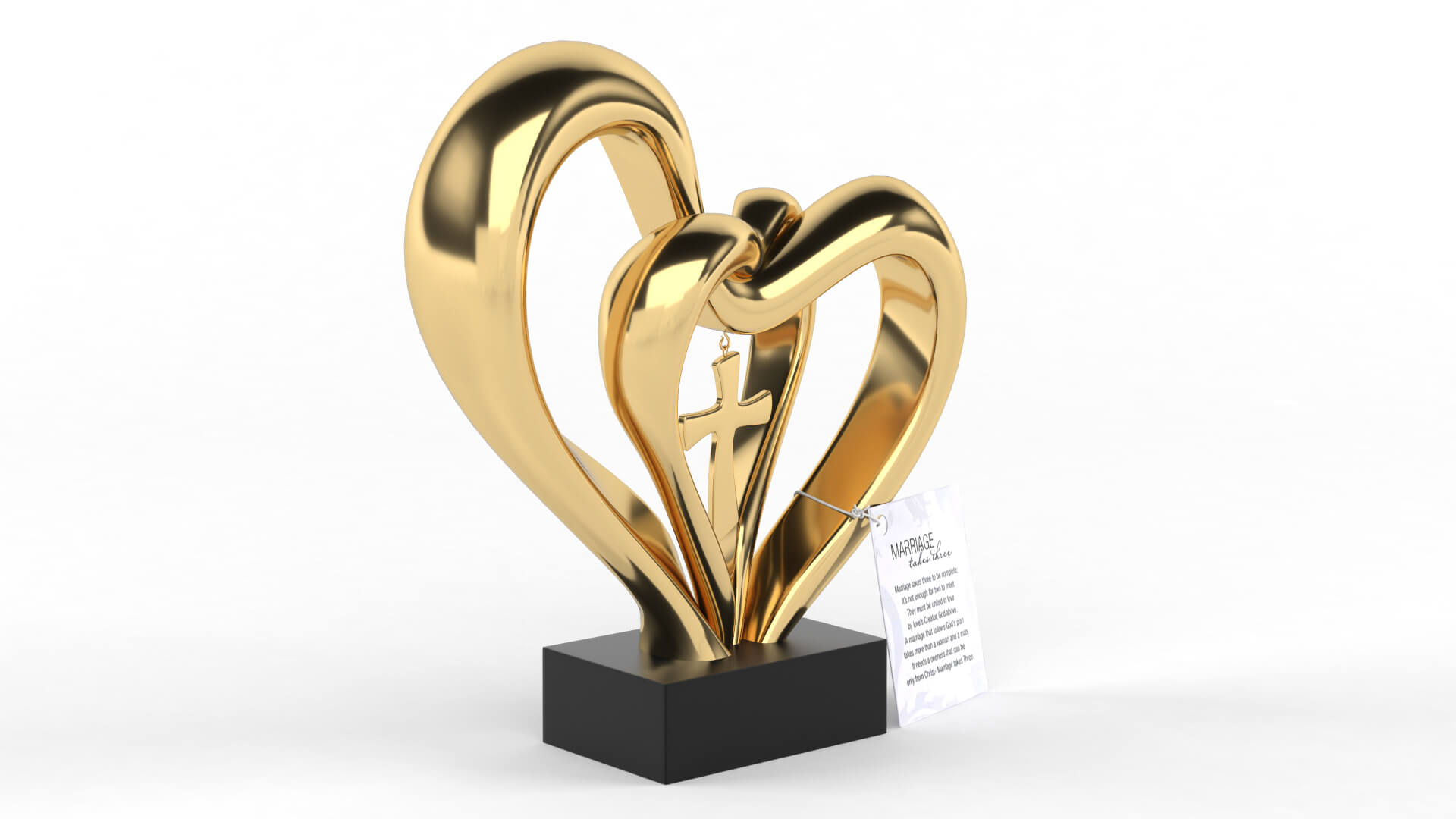 Double Heart Wedding Cross - 3D Model by Javidan