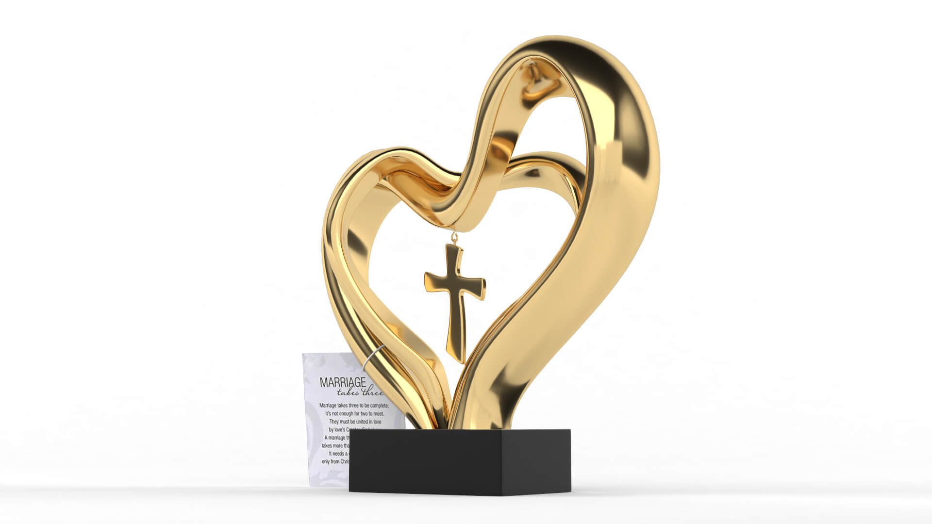 Double Heart Wedding Cross - 3D Model by Javidan