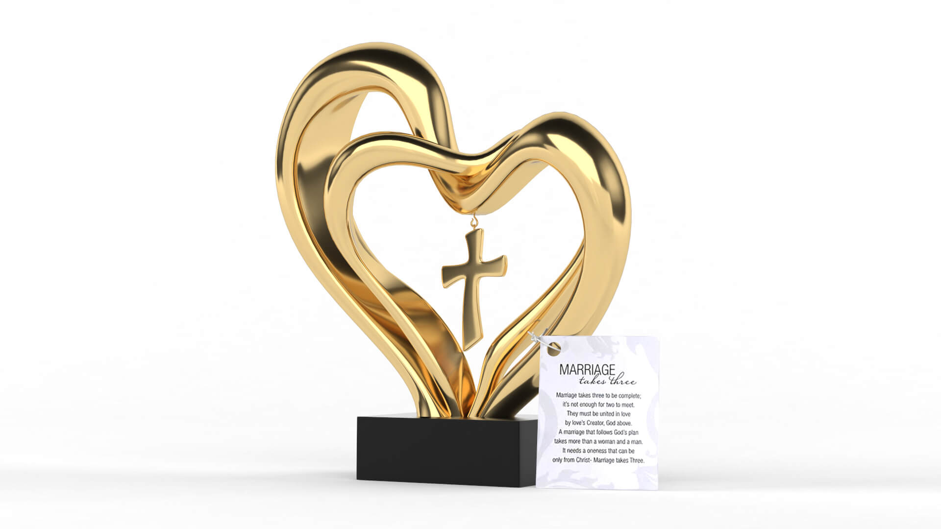 Double Heart Wedding Cross - 3D Model by Javidan