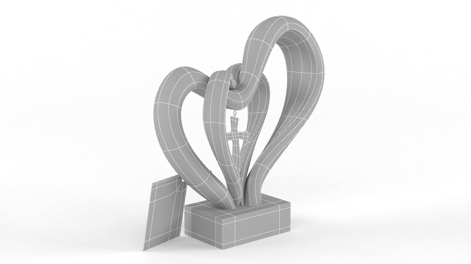 Double Heart Wedding Cross - 3D Model by Javidan