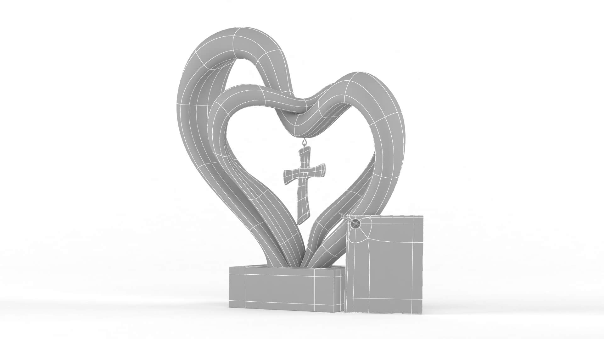 Double Heart Wedding Cross - 3D Model by Javidan