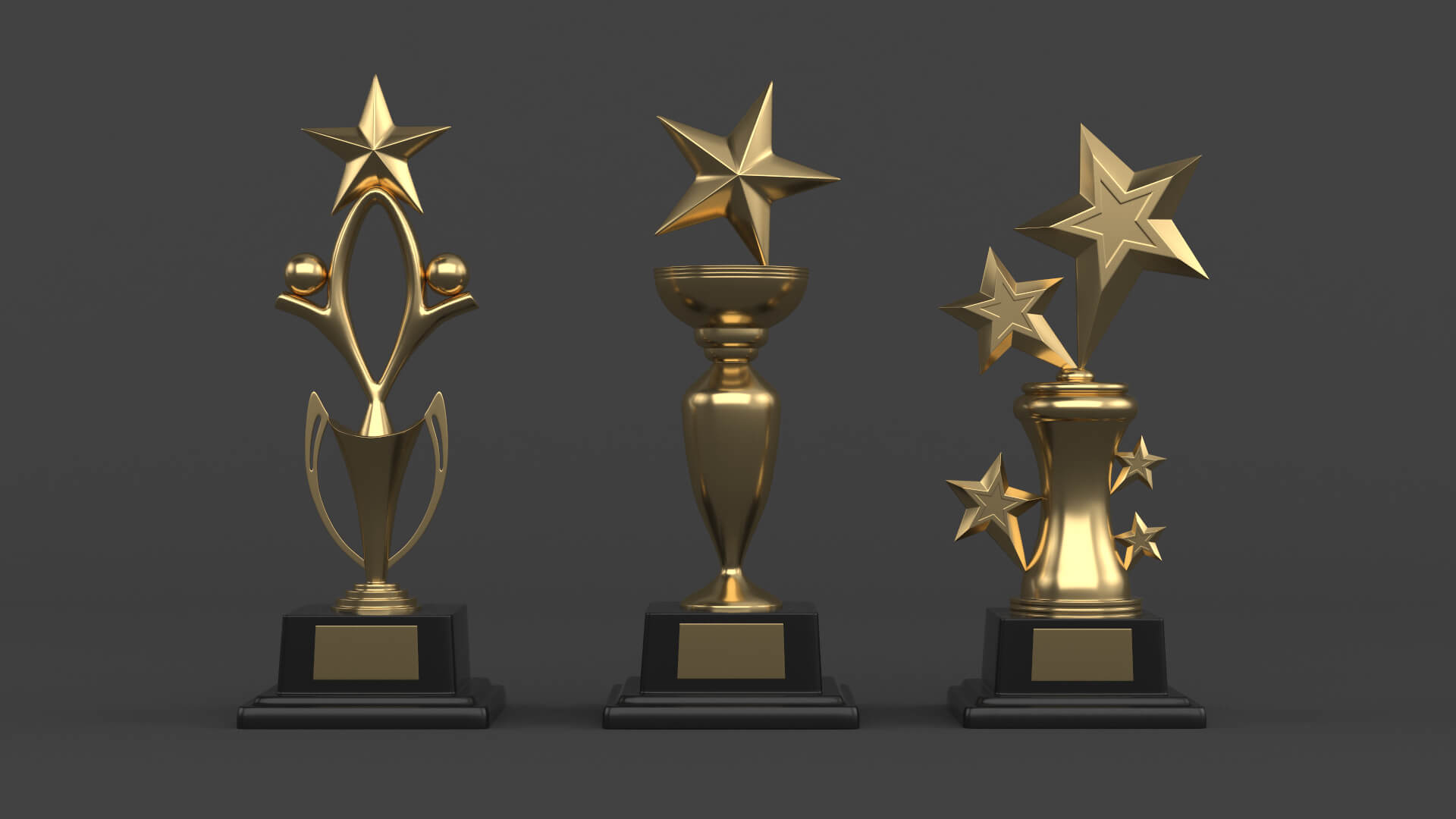 Gold Trophy Cups - 3D Model by Javidan
