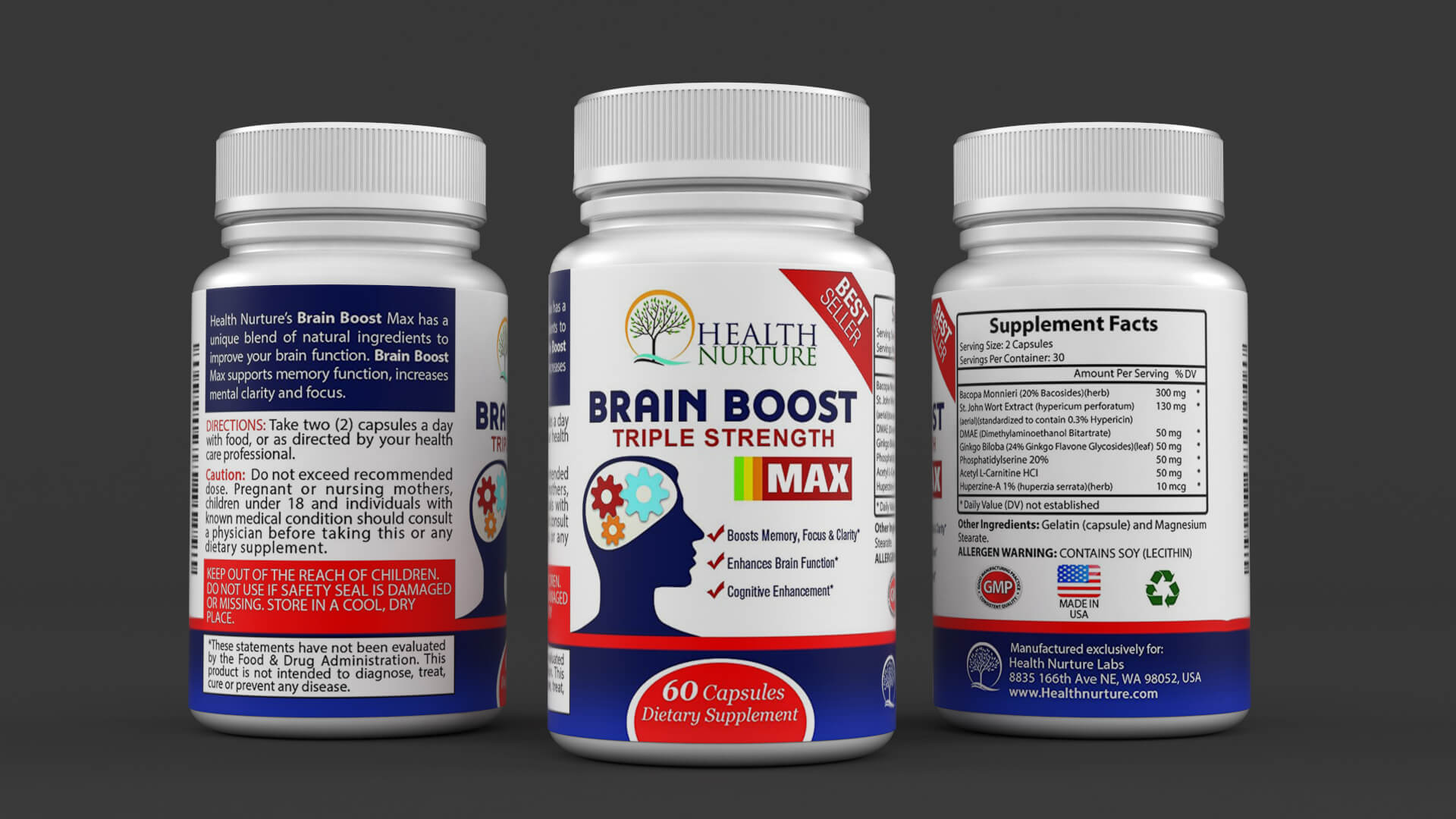Supplement Bottle of Brain Boost - 3D Model by Javidan