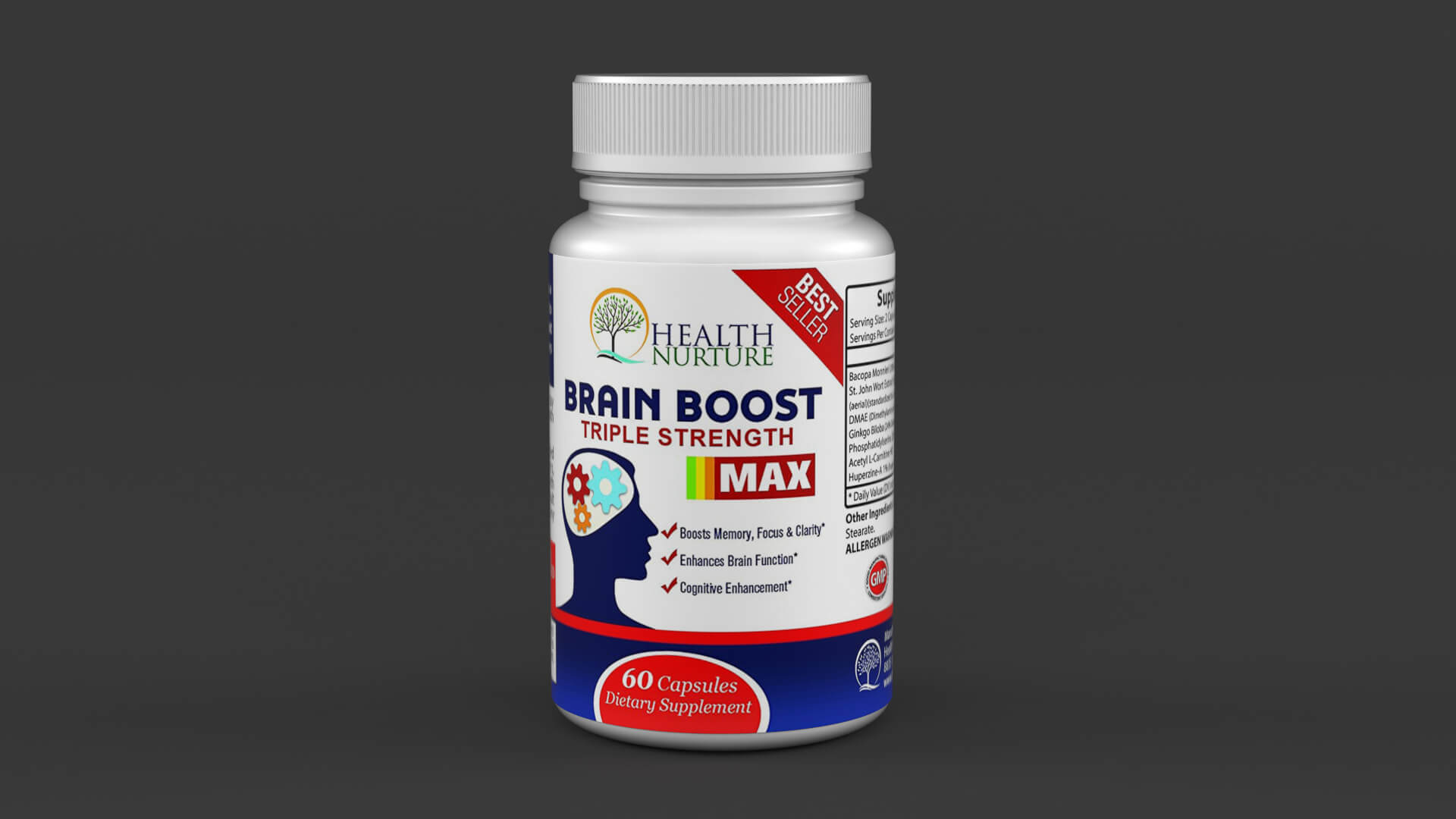 Supplement Bottle of Brain Boost - 3D Model by Javidan