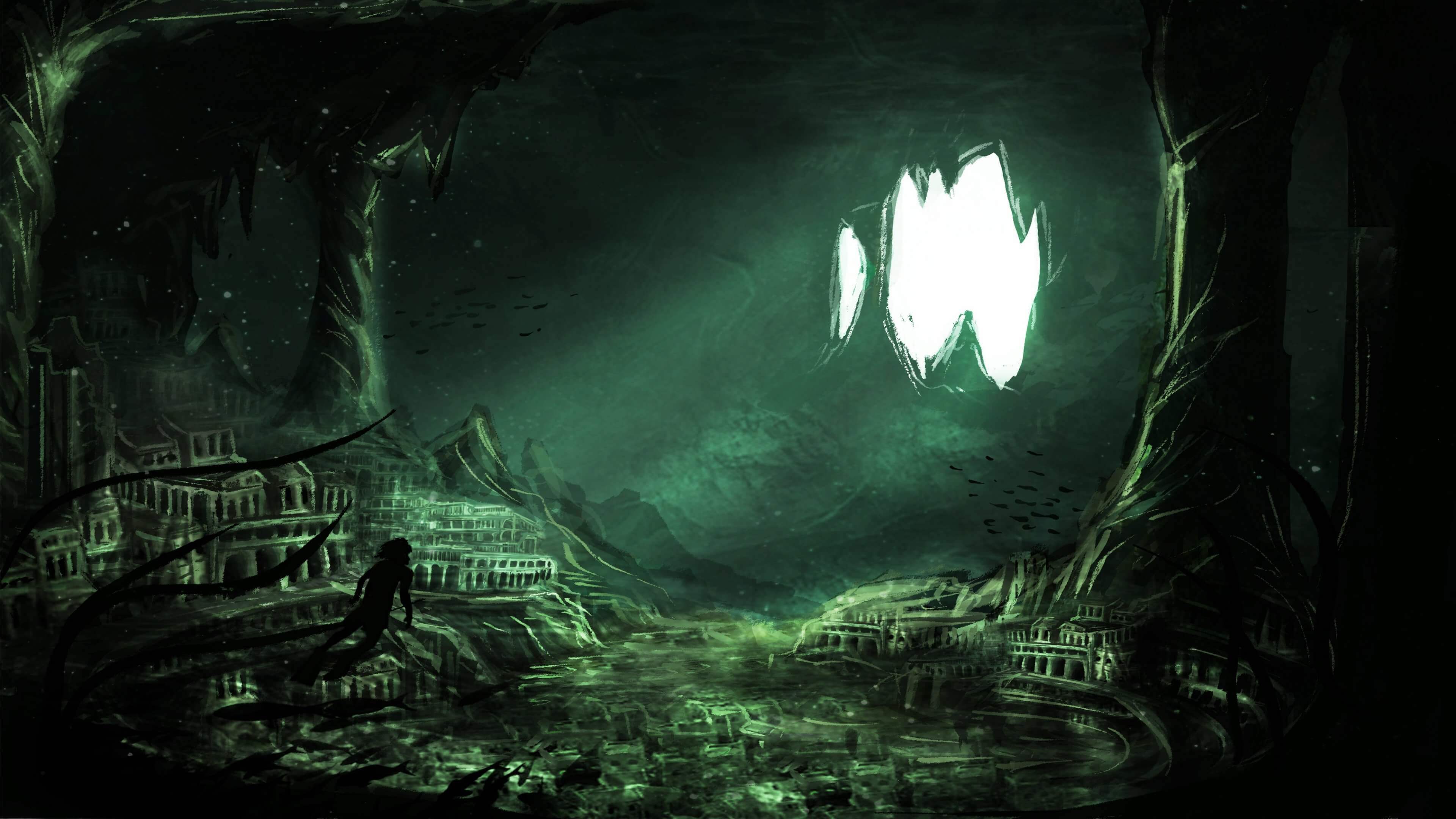 Underwater Cave 3D Desktop HD Wallpaper