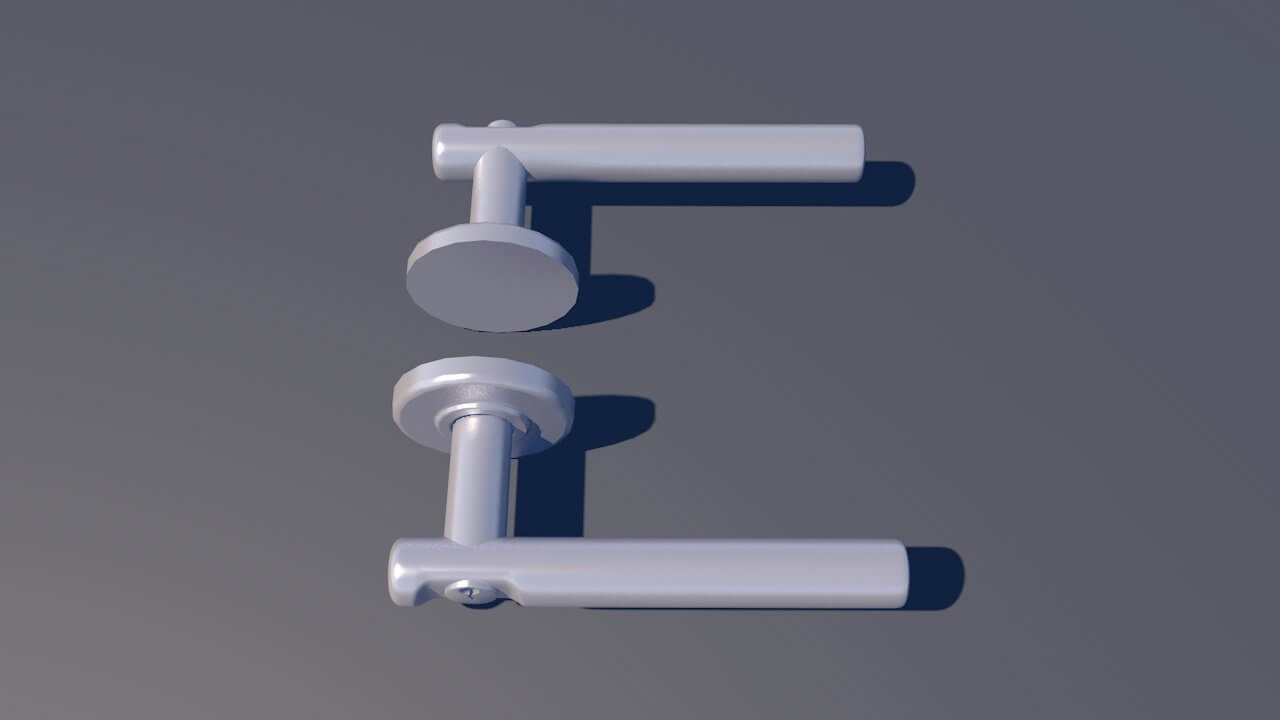 Round Door Handle Lever - 3D Model by jd94
