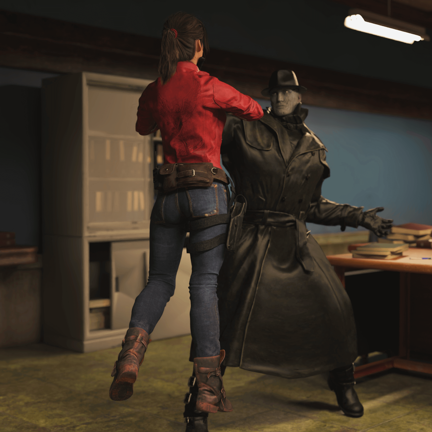 Claire vs Mr. X 3D Render, Digital Art by jdsg90