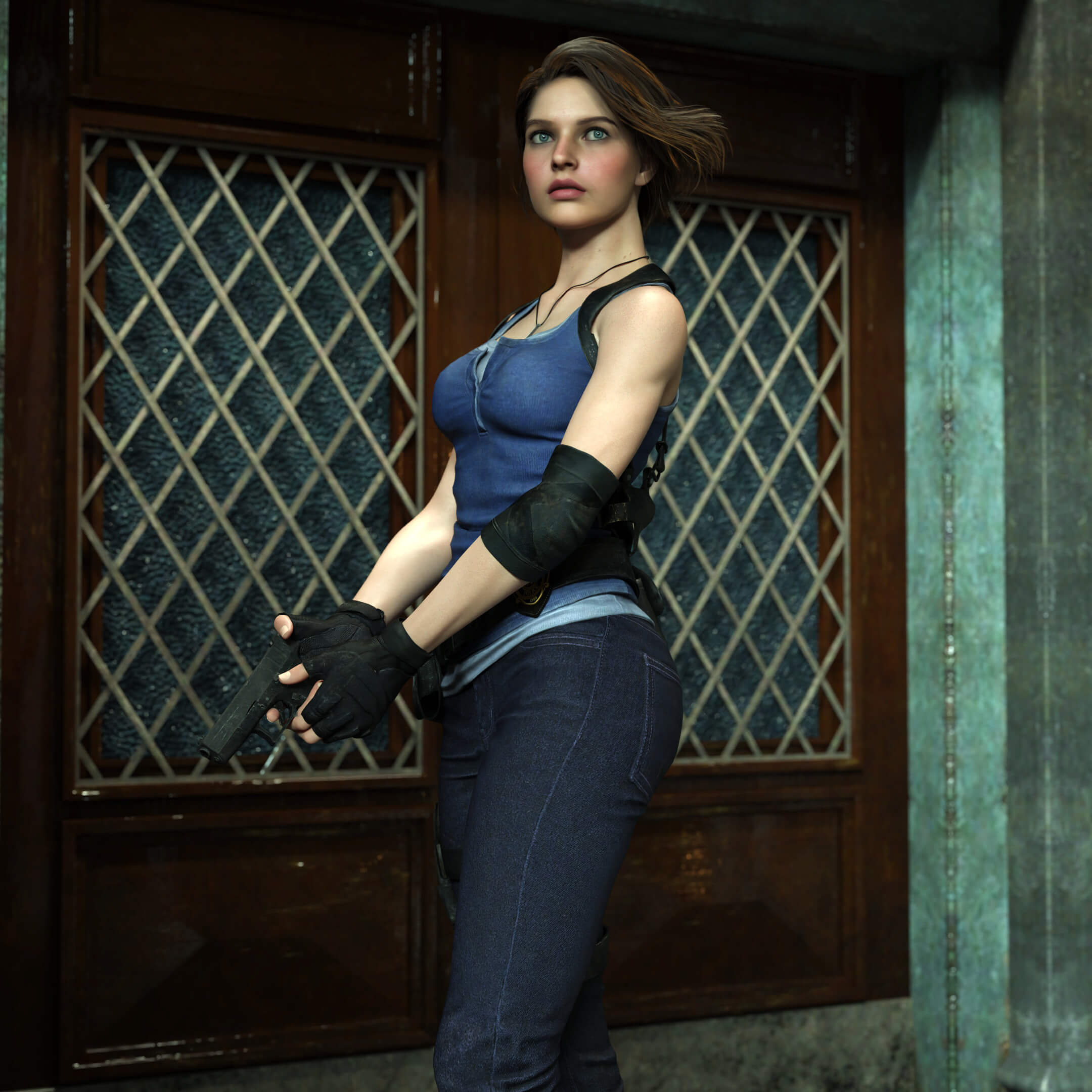 Jill Valentine In Pursuit 3D Render, Digital Art by jdsg90