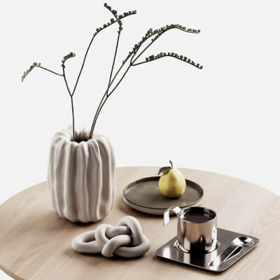 Decorative Set 041 Folded Vase Pear and Tea - 3D Model by jemsjamjo