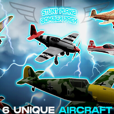 6 Stunt Plane WW2 Bomber Pack 100% PBR - 3D Model by jet112