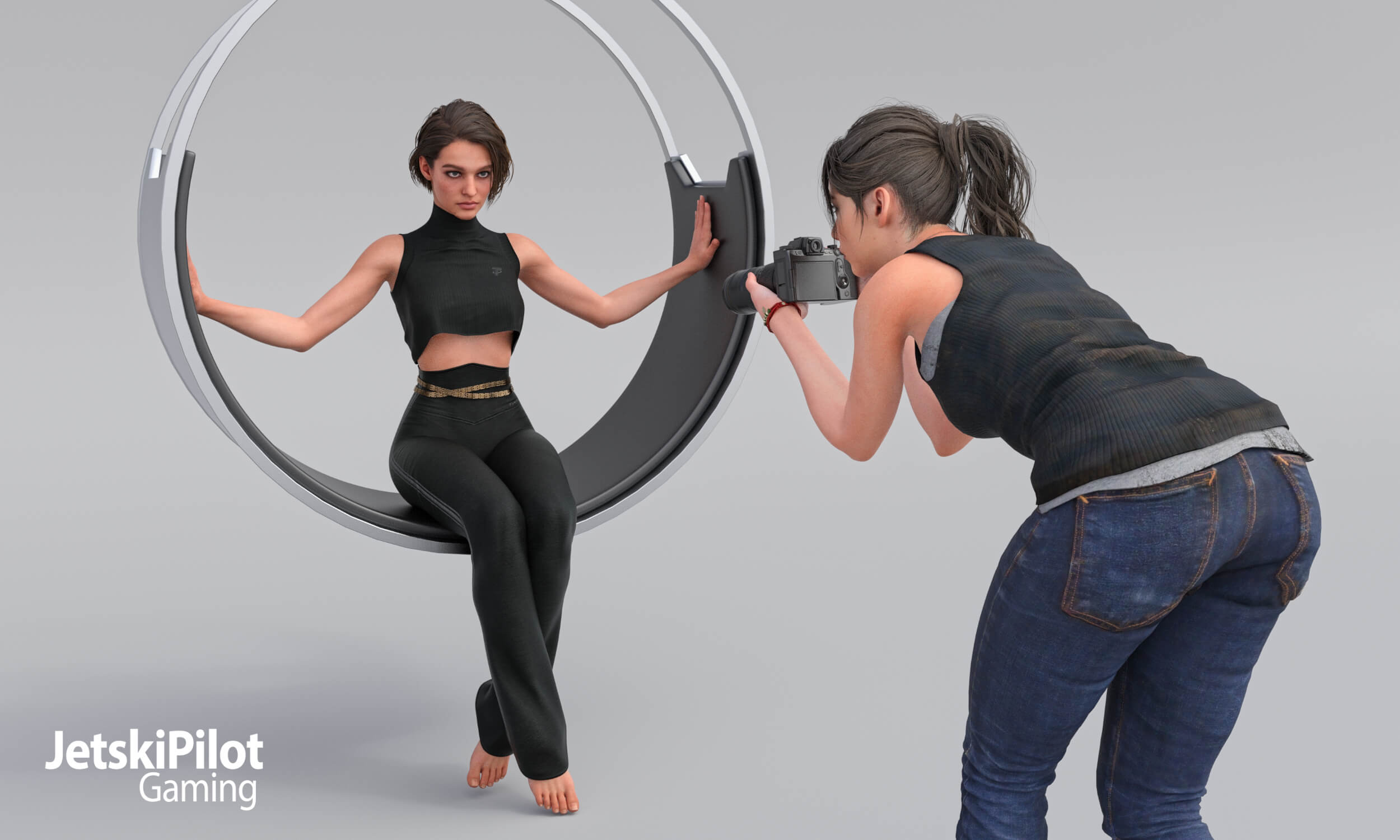 Claire And Jill Photoshoot 3D Render, Digital Art by JetskiPilot